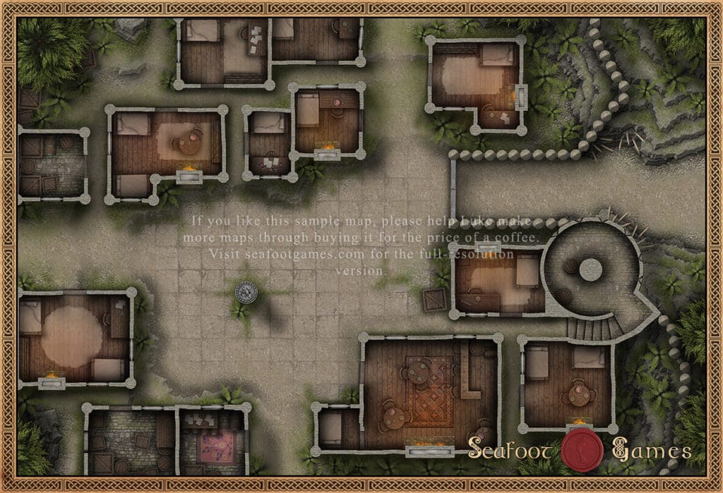 Hamlet of Grimsby 30x20 DnD Battlemap • Seafoot Games