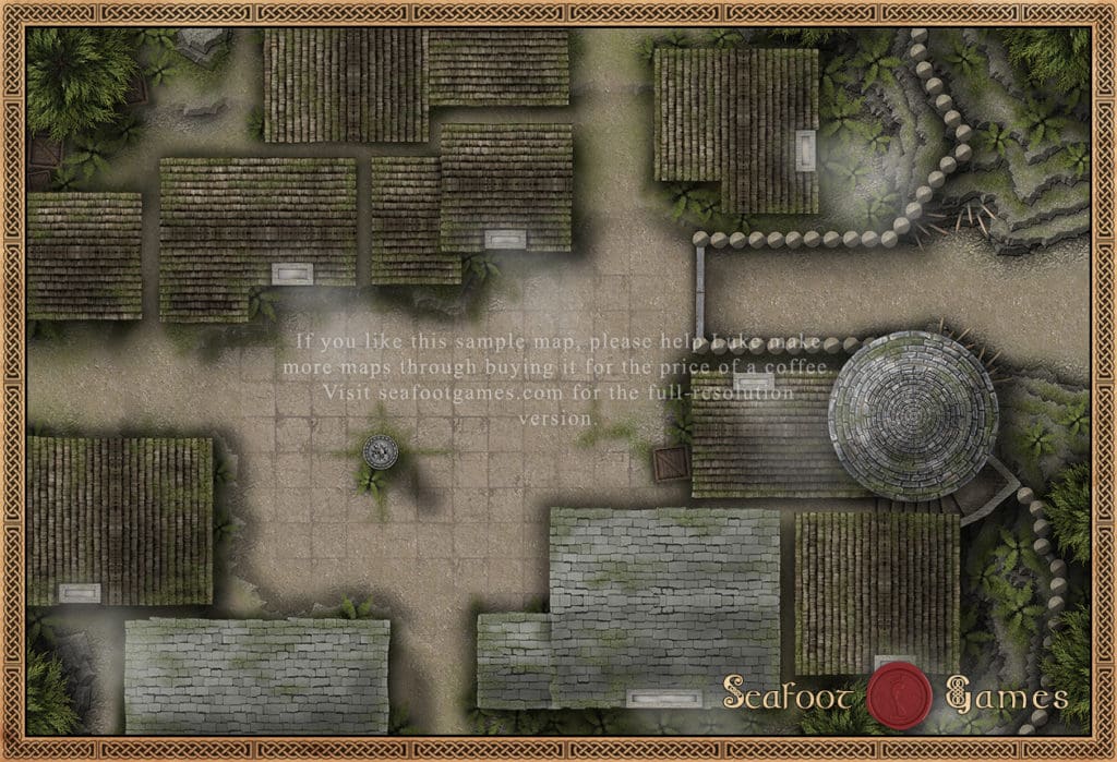 Hamlet of Grimsby 30x20 DnD Battlemap • Seafoot Games