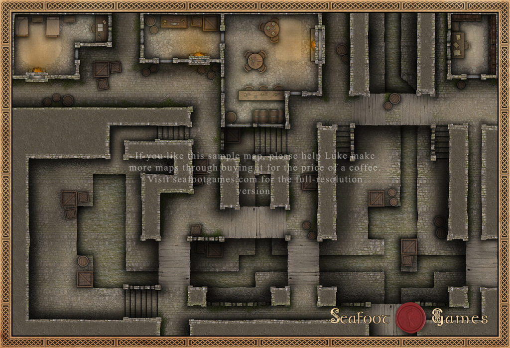 30x20 D&D Battlemap - Undercity Sewer Tavern • Seafoot Games