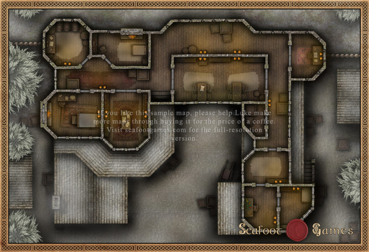 30x20 D&D Battlemap - Valdorn’s Winter Gatehouse • Seafoot Games