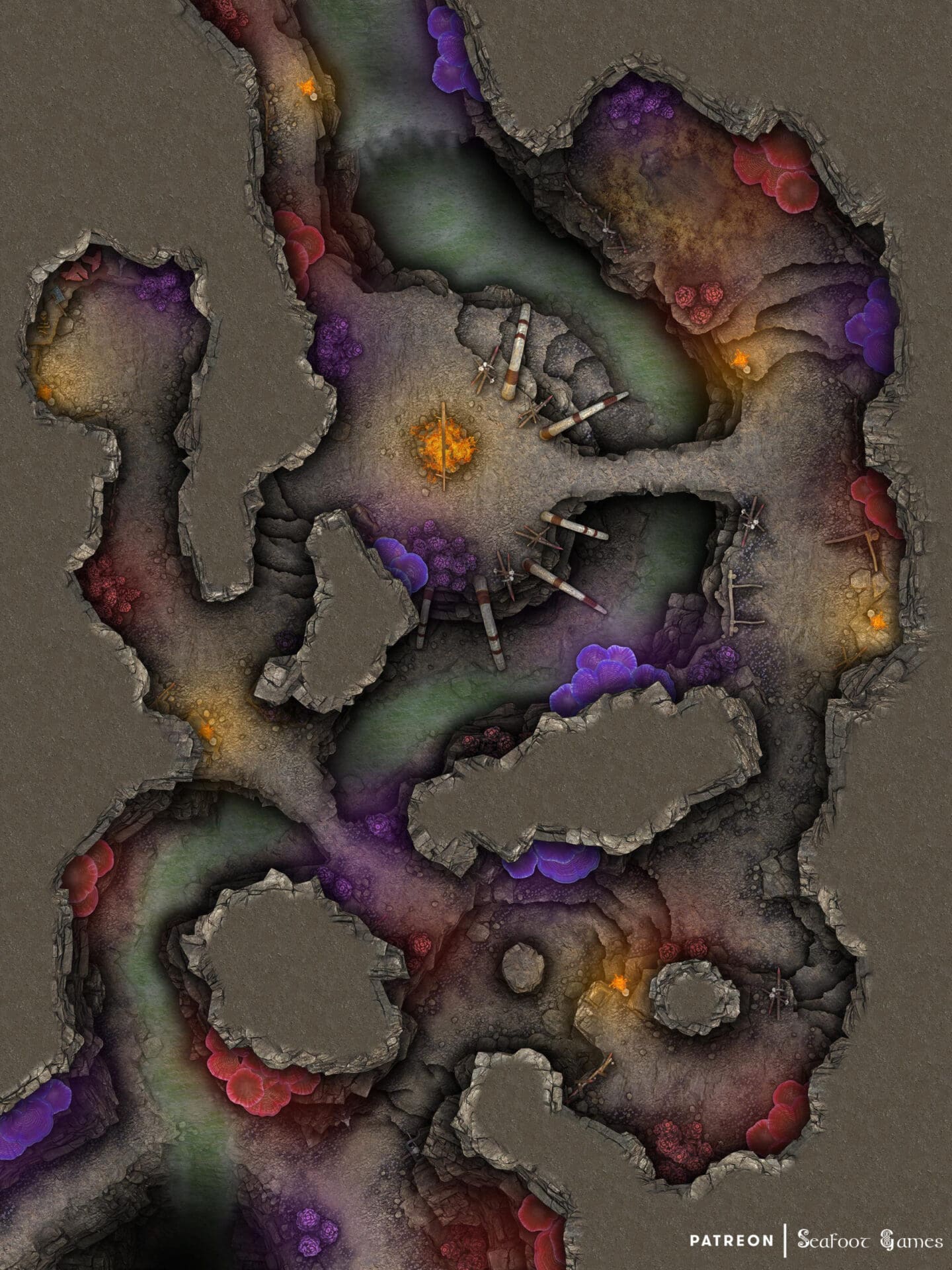 Free D&D Battlemap - Giant’s Underdark Lair • Seafoot Games