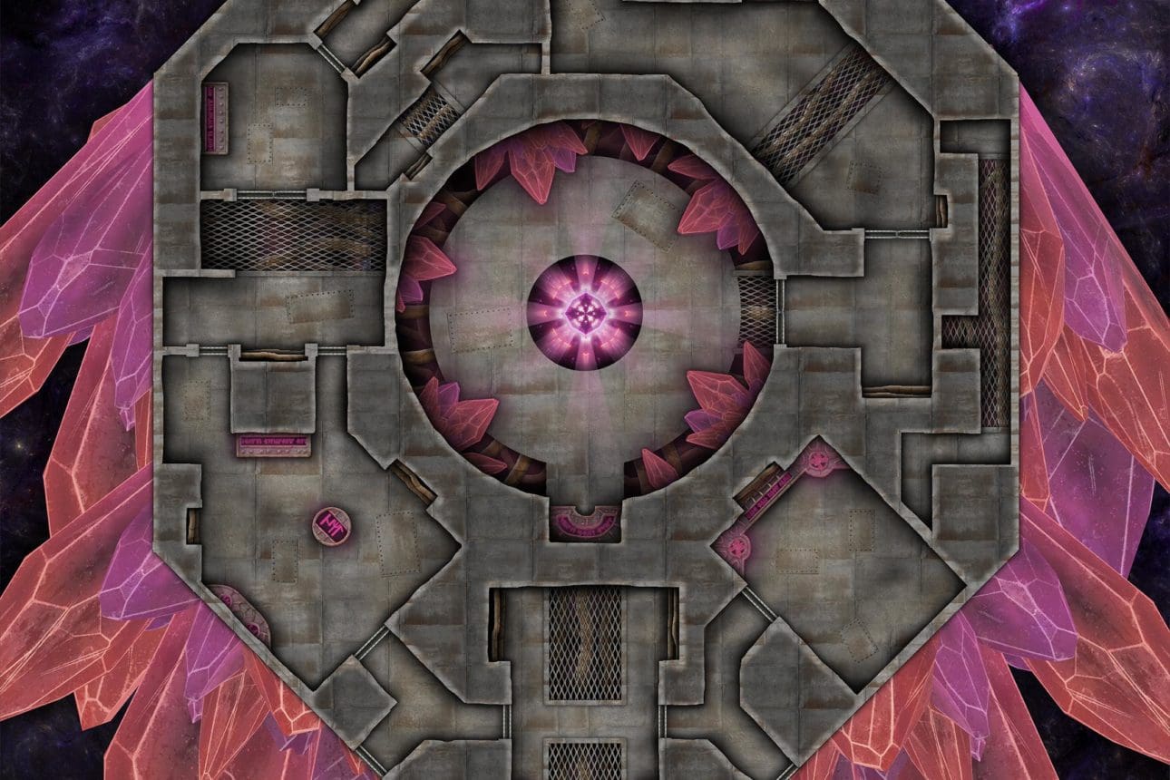 Free D&D Battlemap – Cosmic Crystal Spaceship • Seafoot Games