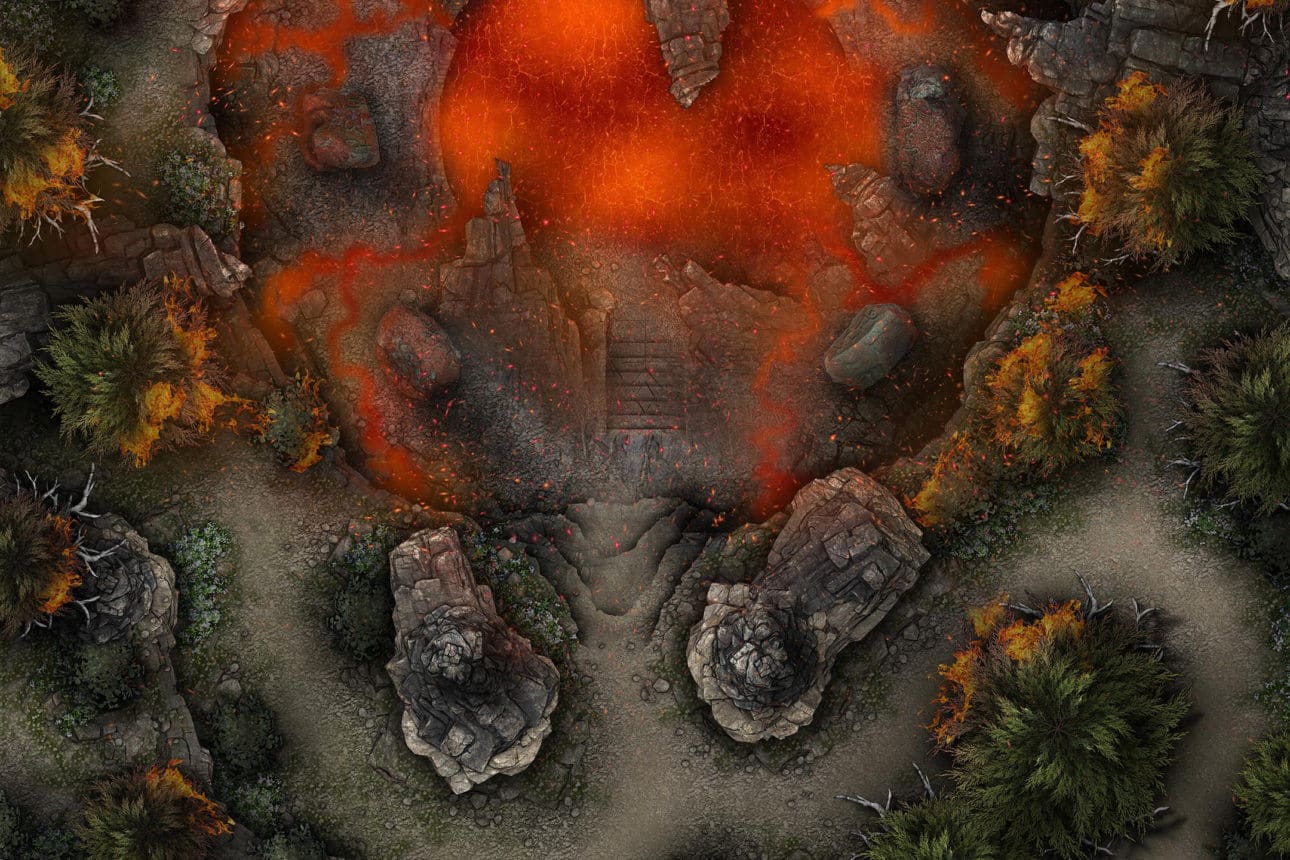 Free TTRPG Battlemap – Rift to the Plane of Fire • Seafoot Games