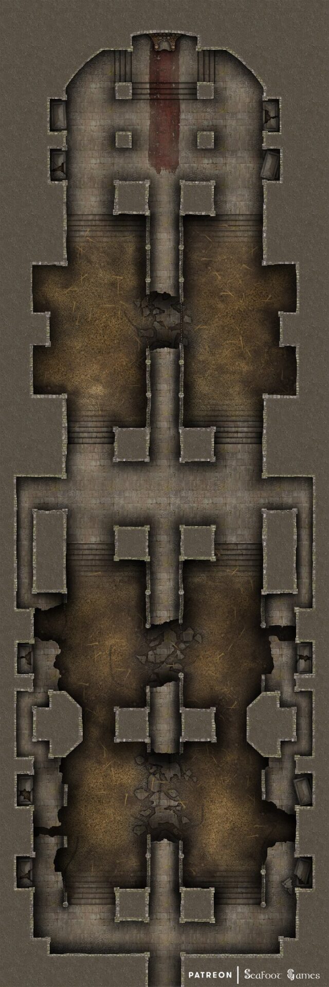 Free TTRPG Battlemap – Crypt of the Bone Tyrant • Seafoot Games