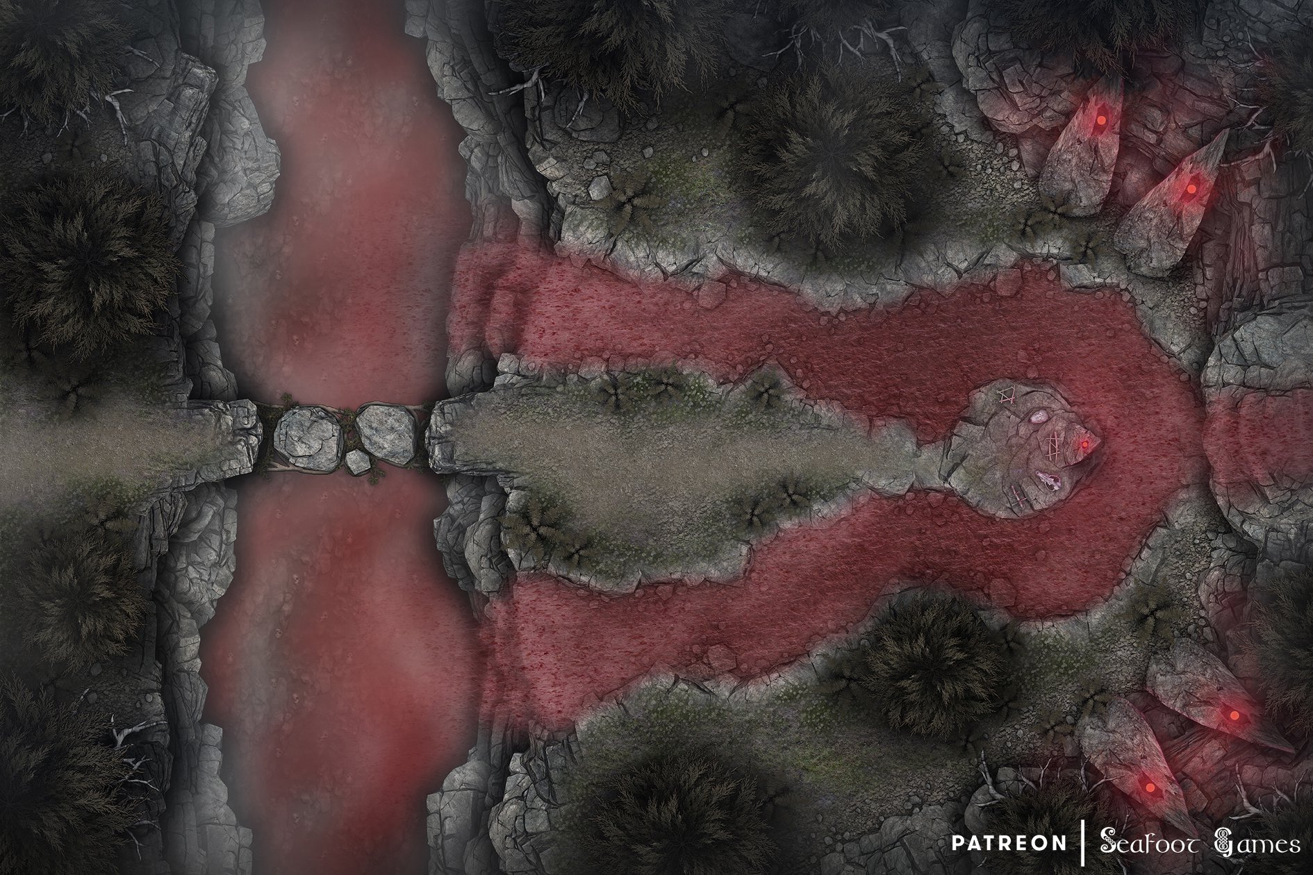 Free TTRPG Battlemap – Blood Moon Ritual Site • Seafoot Games