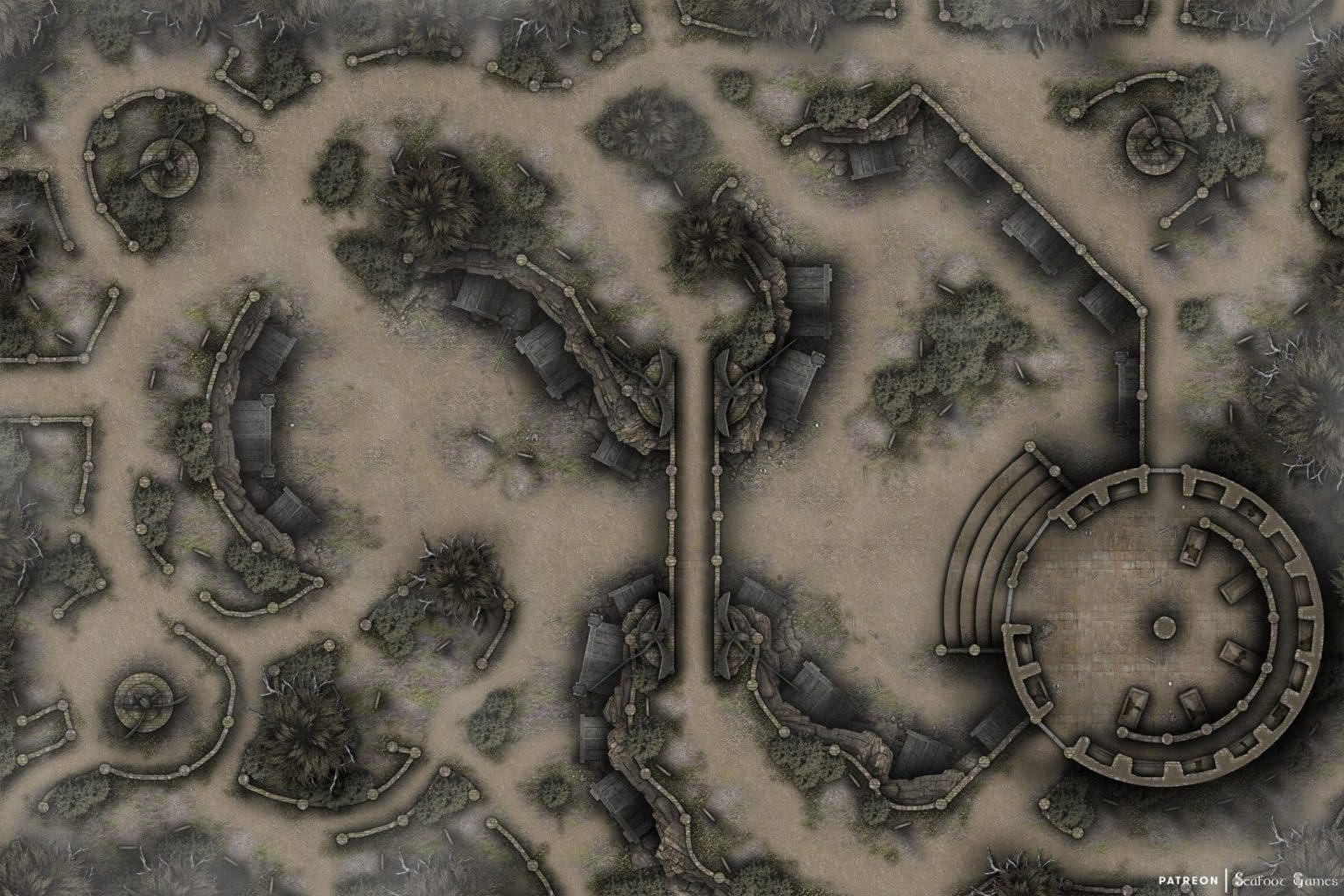 Free TTRPG Battlemap – Darrowmeer Burial Grounds • Seafoot Games