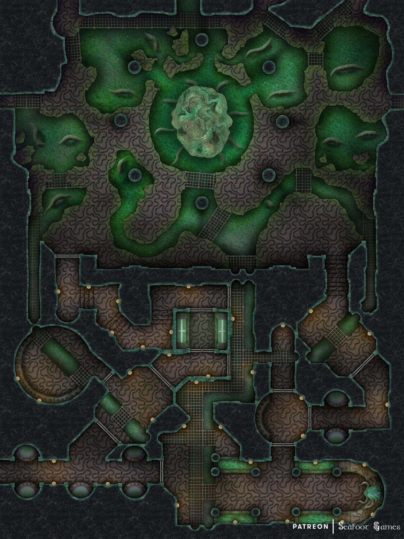 Free TTRPG Battlemap – Mindflayer's Lair • Seafoot Games