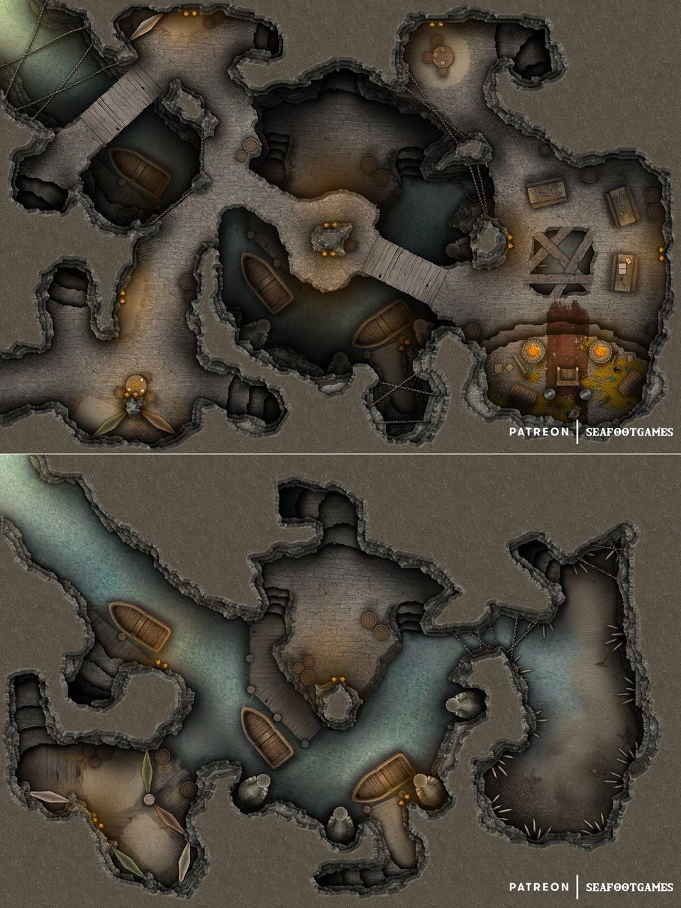 Free TTRPG Battlemap – Dreadbeard’s Hold • Seafoot Games