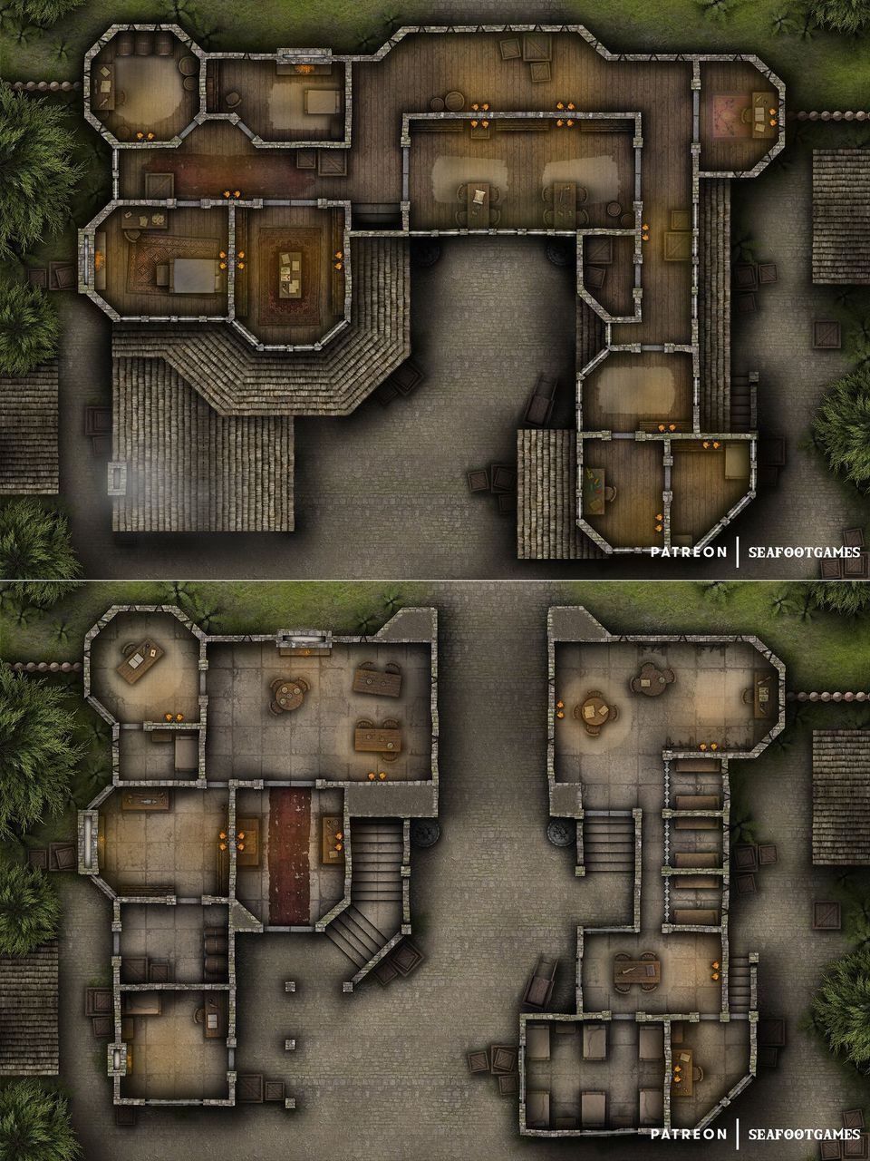 Free Multi-Level Battlemap – Village Gatehouse • Seafoot Games