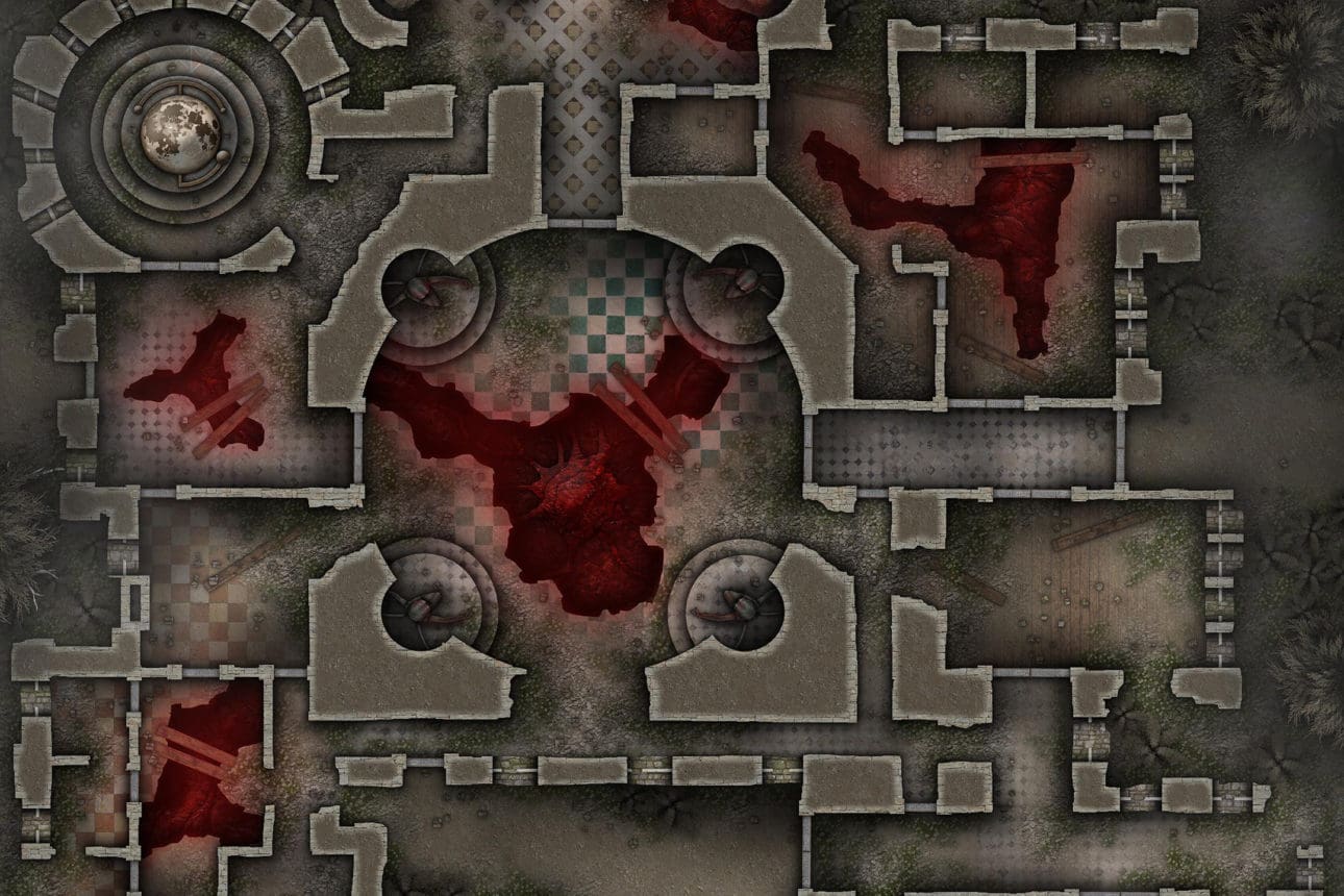 Free TTRPG Battlemap – Ancient Jungle Temple Machine • Seafoot Games