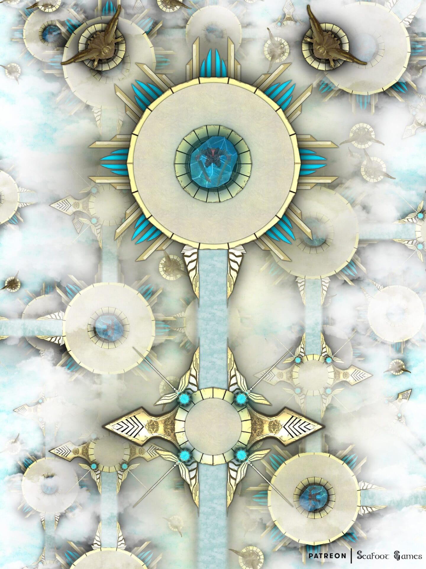 Free TTRPG Battlemap – Celestial Crystal Prison • Seafoot Games