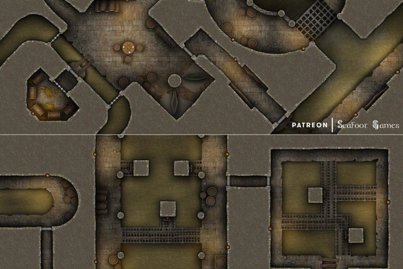 Free D&D Battlemap – Undercity Criminals Sewers • Seafoot Games