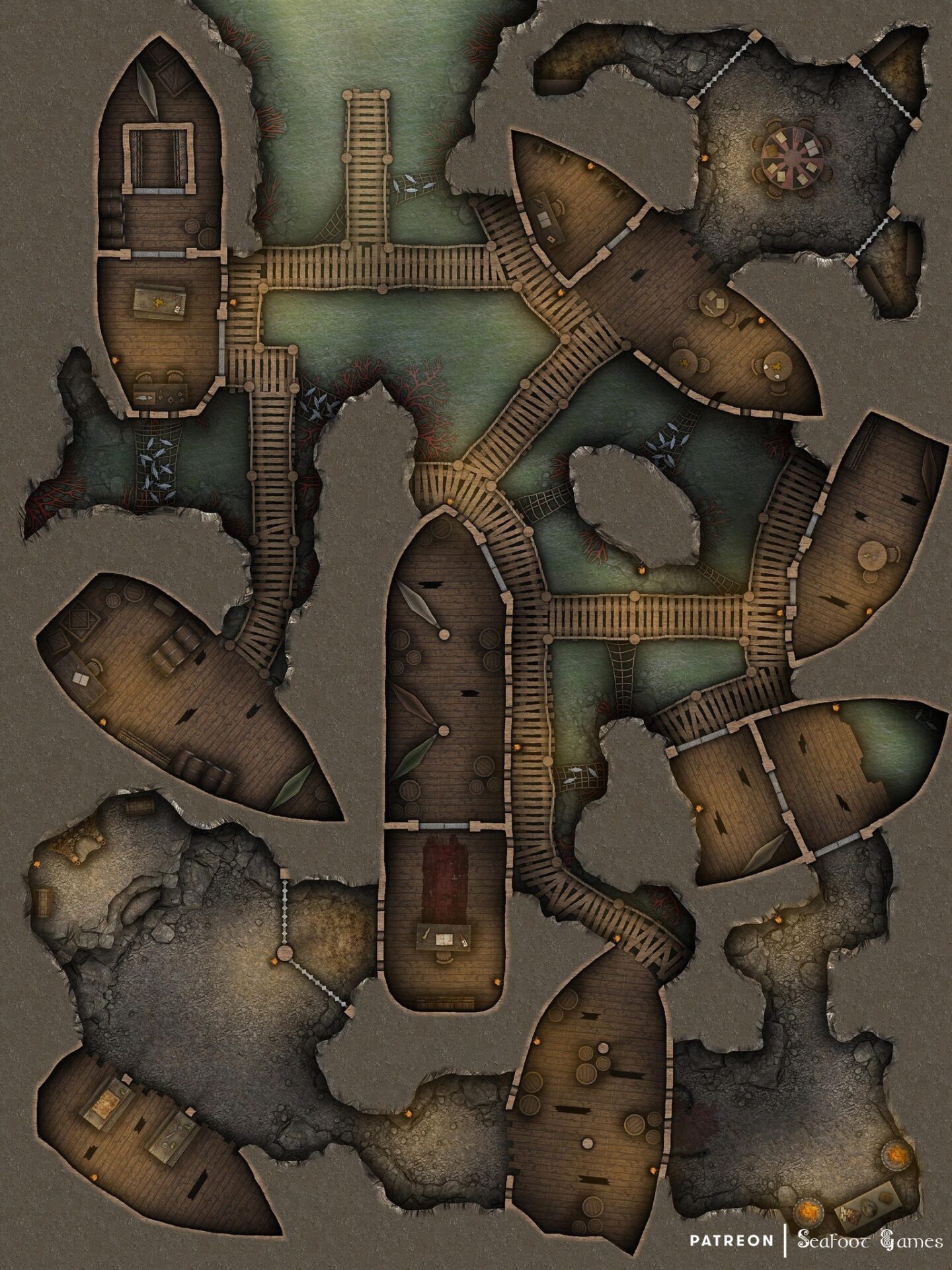 Free TTRPG Battlemap with Adventure – Pirate's Coral Encrusted Ship ...
