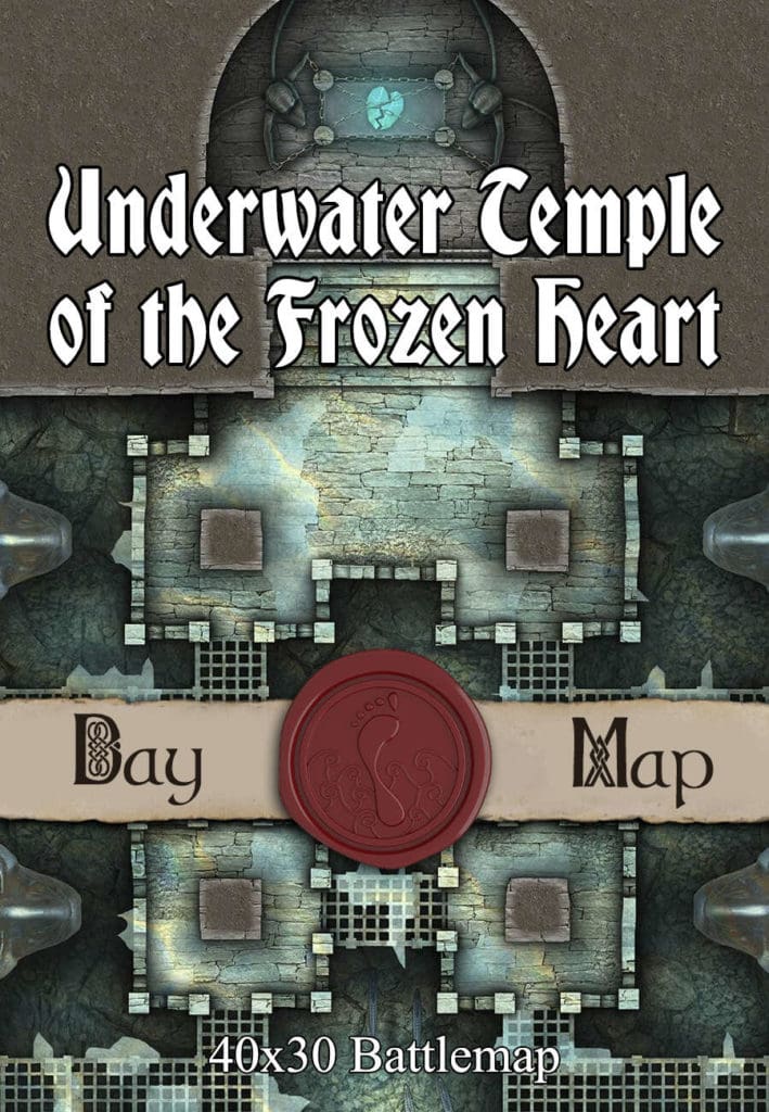 Underwater Temple of the Frozen Heart 40x30 DnD Battlemap