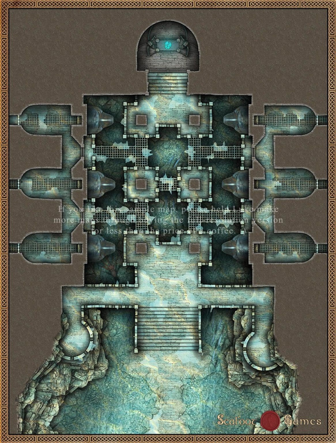 Underwater Temple of the Frozen Heart 40x30 DnD Battlemap