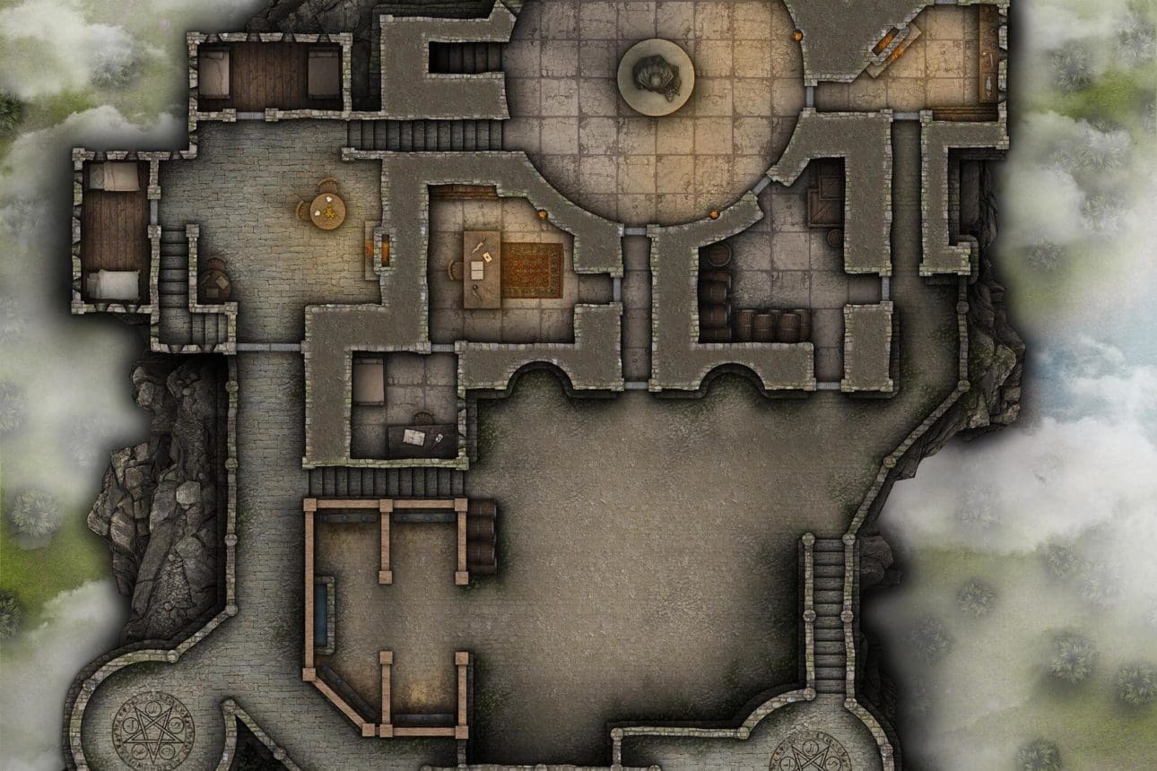 Calagan's Floating Fortress Free Multi-Level DnD Battlemap & Adventure