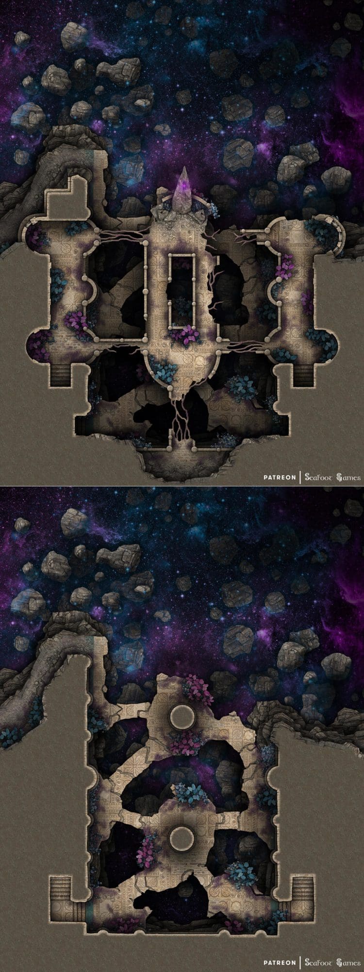 Ruined Temple of the Vast Beyond Free Multi-Level DnD Battlemap & Adventure