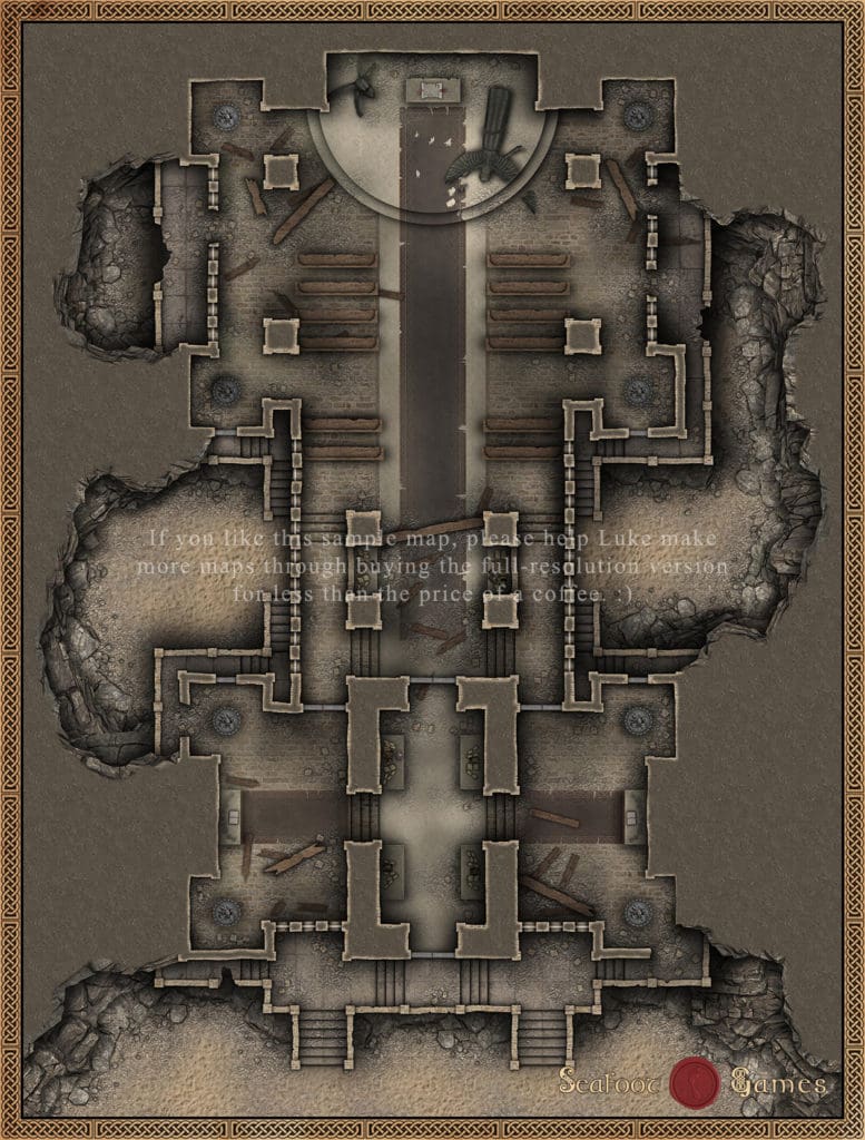 Desert Temple of the Al’Shir 40x30 DnD Battlemap with Adventure