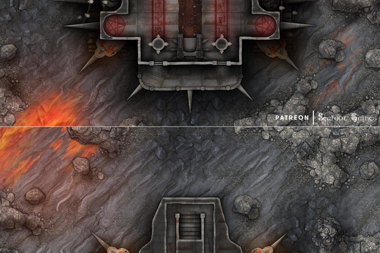 Free TTRPG Battlemap - Infernal Arena • Seafoot Games