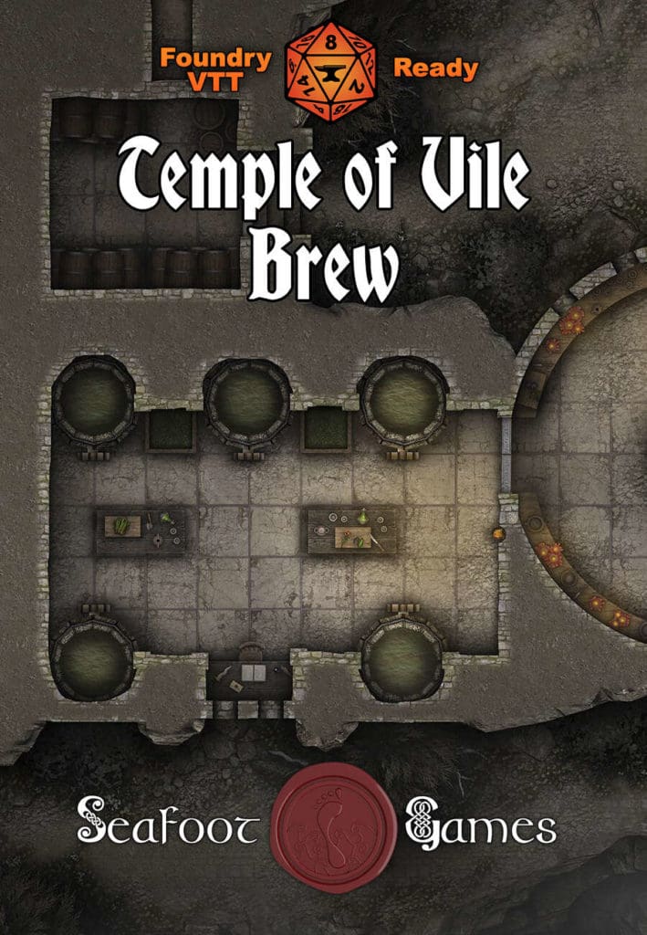 Temple of Vile Brew 40x30 DnD Battlemap with Adventure (FoundryVTT Ready!)