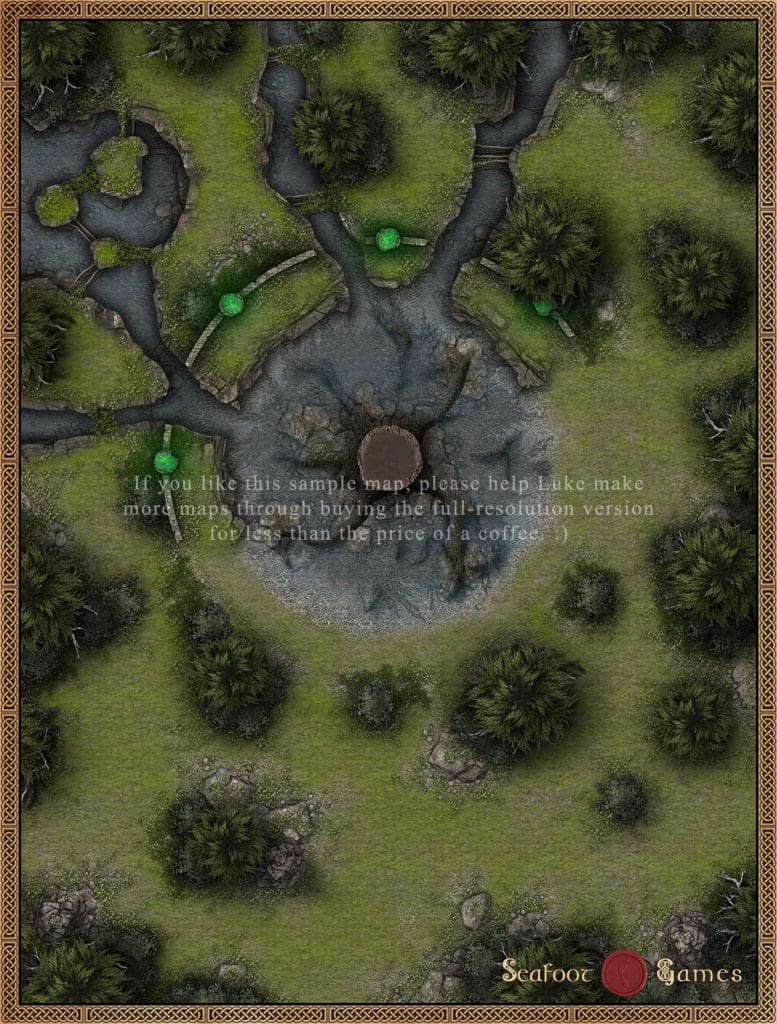 Druid’s Grove of the Great Tree 40x30 DnD Battlemap FoundryVTT