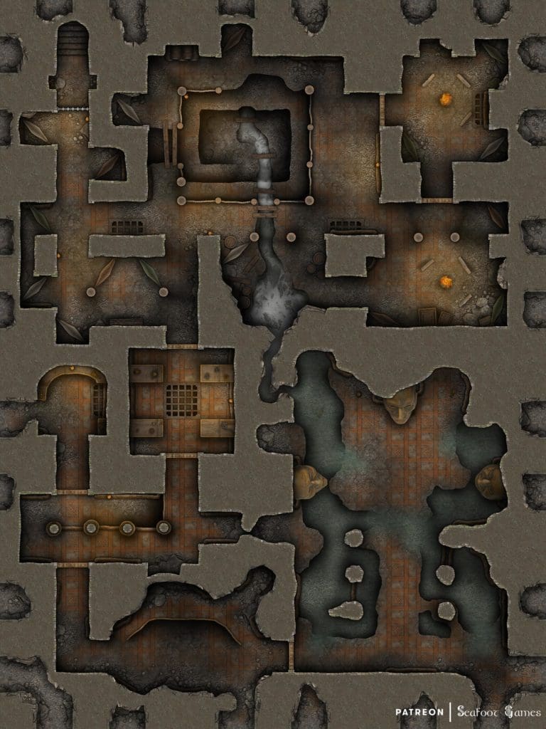Dwarven Underworks Excavation Site Free Multi-Level 40×30 DnD Battlemap & Adventure
