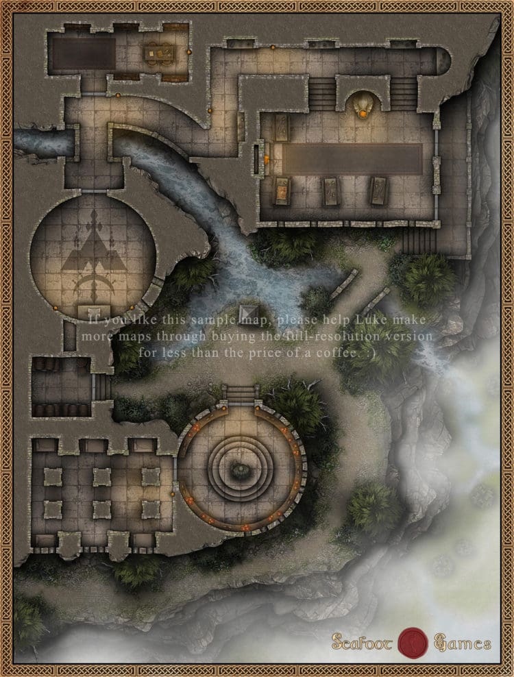 Monk’s Monastery 40x30 Battlemap with Adventure (FoundryVTT Ready!)