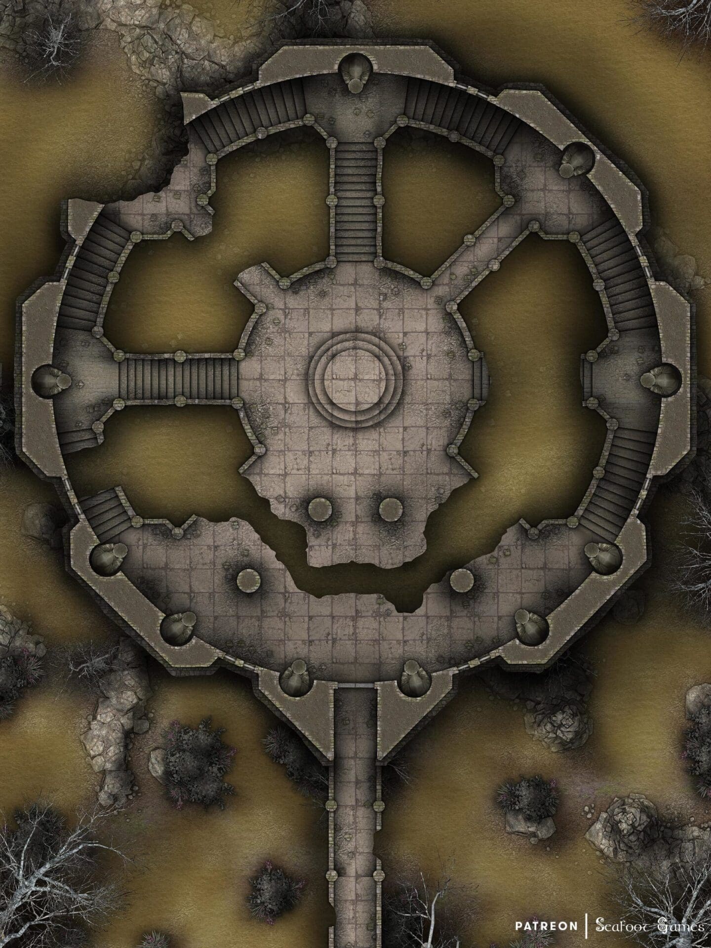 Swamp Ruins Camp Free 40×30 DnD Battlemap & Adventure