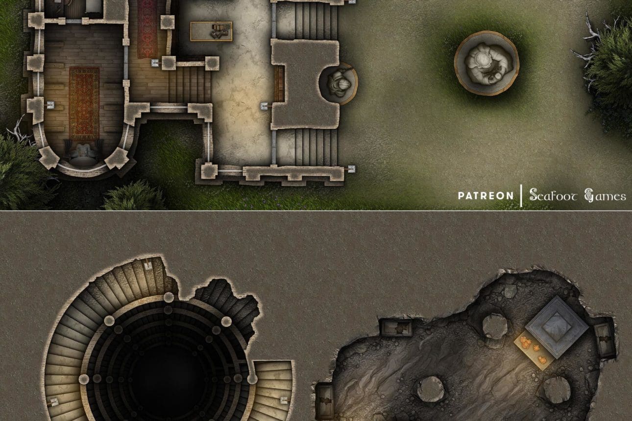 Haunted Manor Free 40x30 Multi-Level DnD Battlemap & Adventure ...