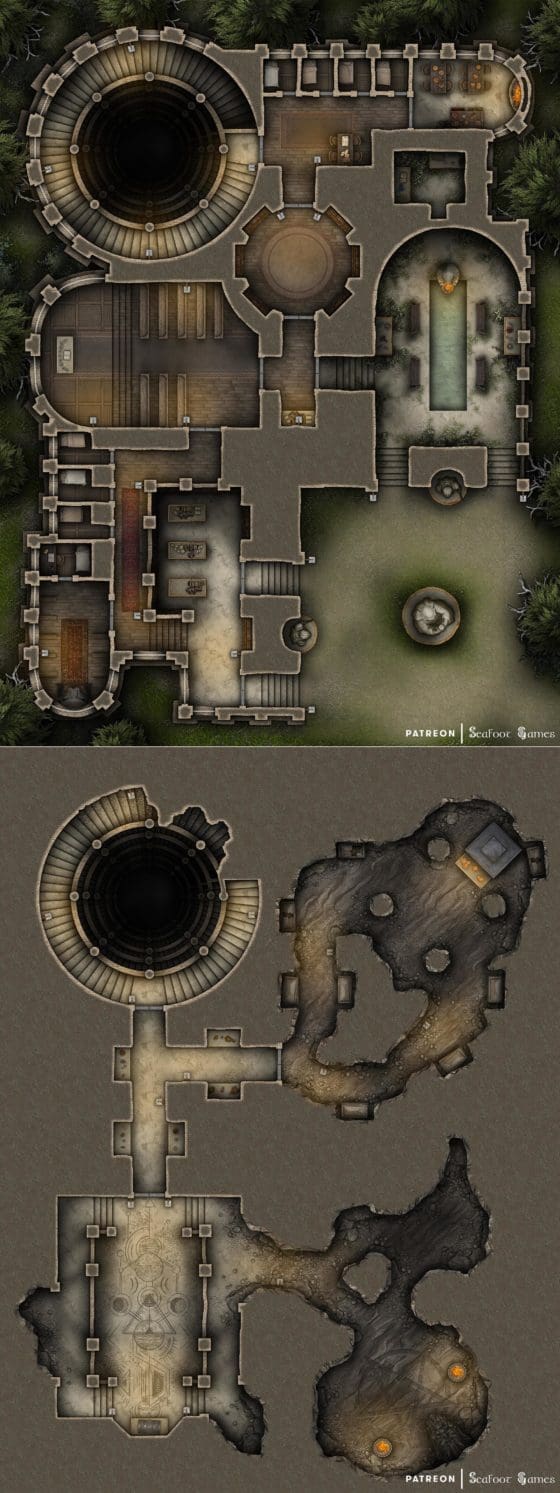 Wayfarers Temple Free 40x30 Multi-Level DnD Battlemap & Adventure