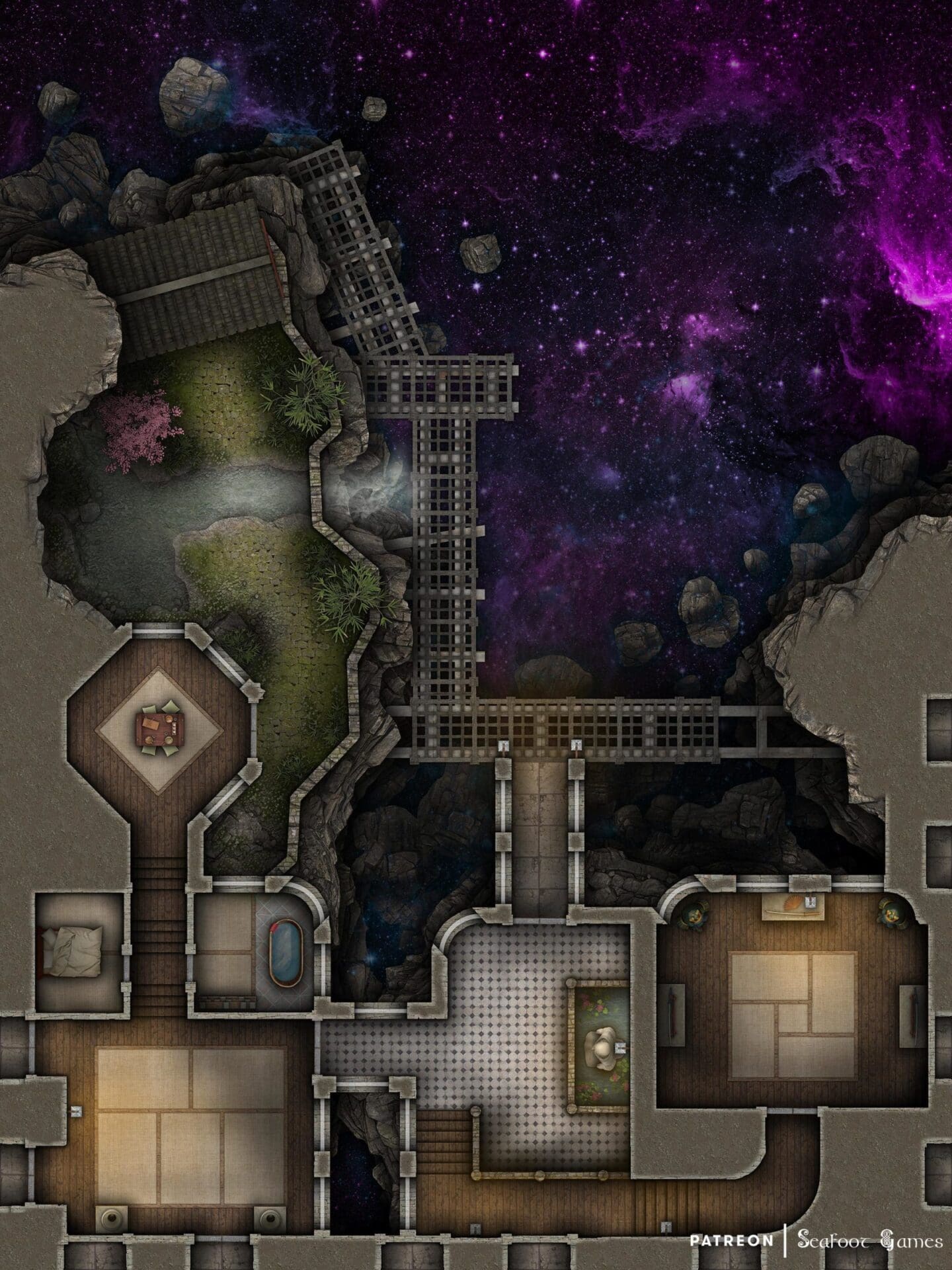 Zukon's Astral Retreat Free 40×30 DnD Battlemap & Adventure • Seafoot Games