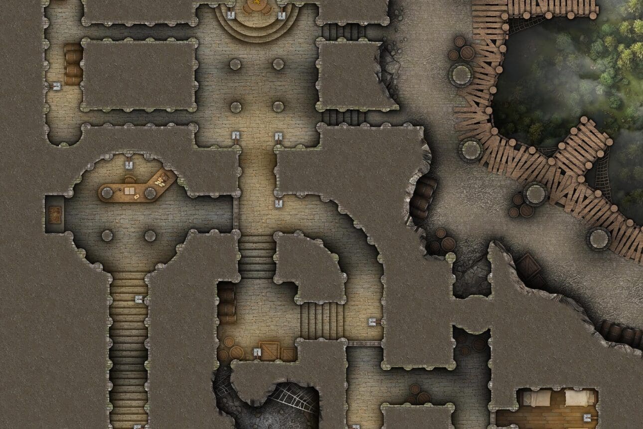 Cliffside Undercity Skydock 40x30 DnD Battlemap & Adventure • Seafoot Games