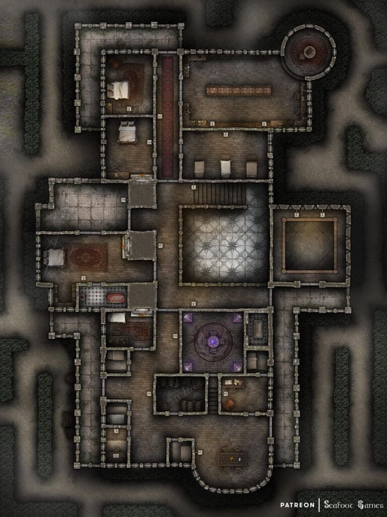 Haunted Manor Free 40x30 Multi-Level DnD Battlemap & Adventure ...