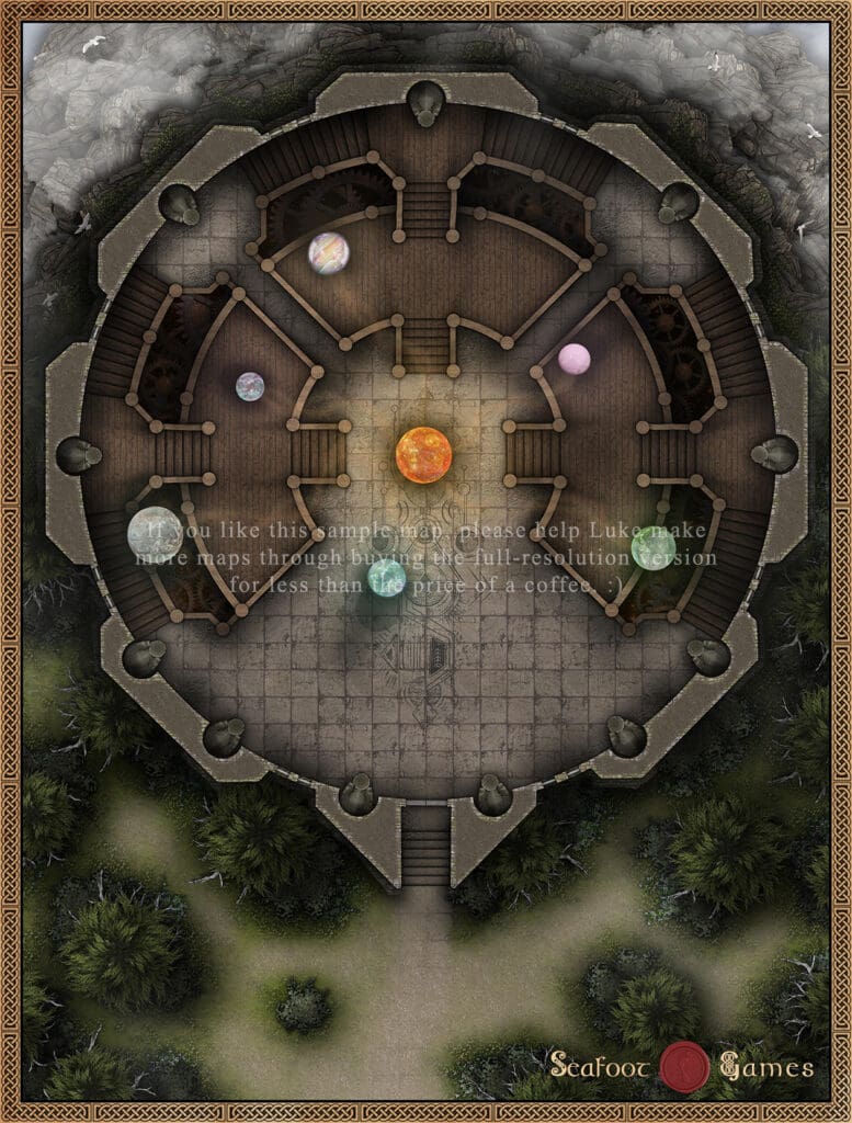 Magical Clifftop Orrery 40x30 DnD Battlemap